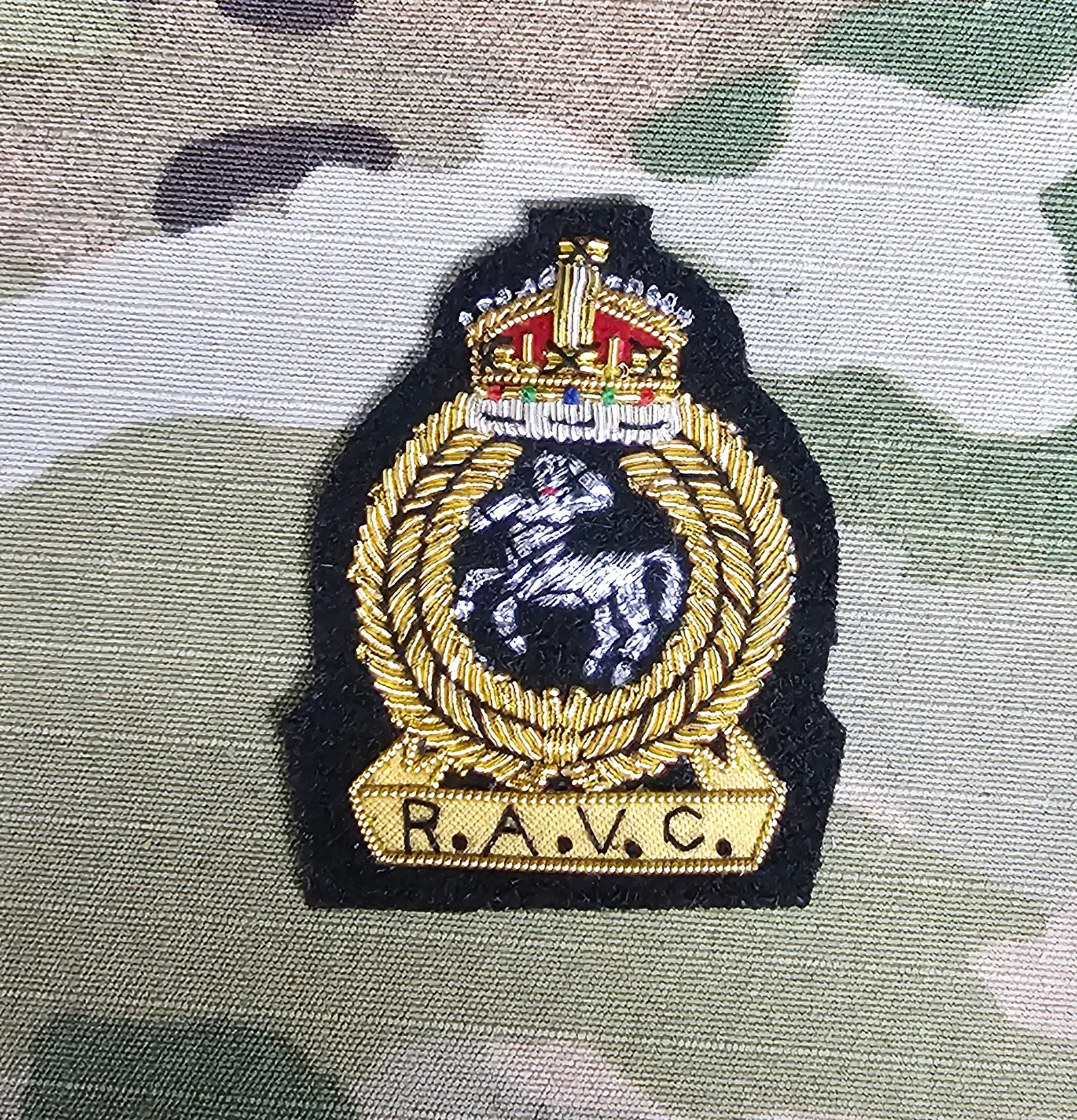 Royal Army Veterinary Corps RAVC Officers Bullion stitched Beret Badge ...