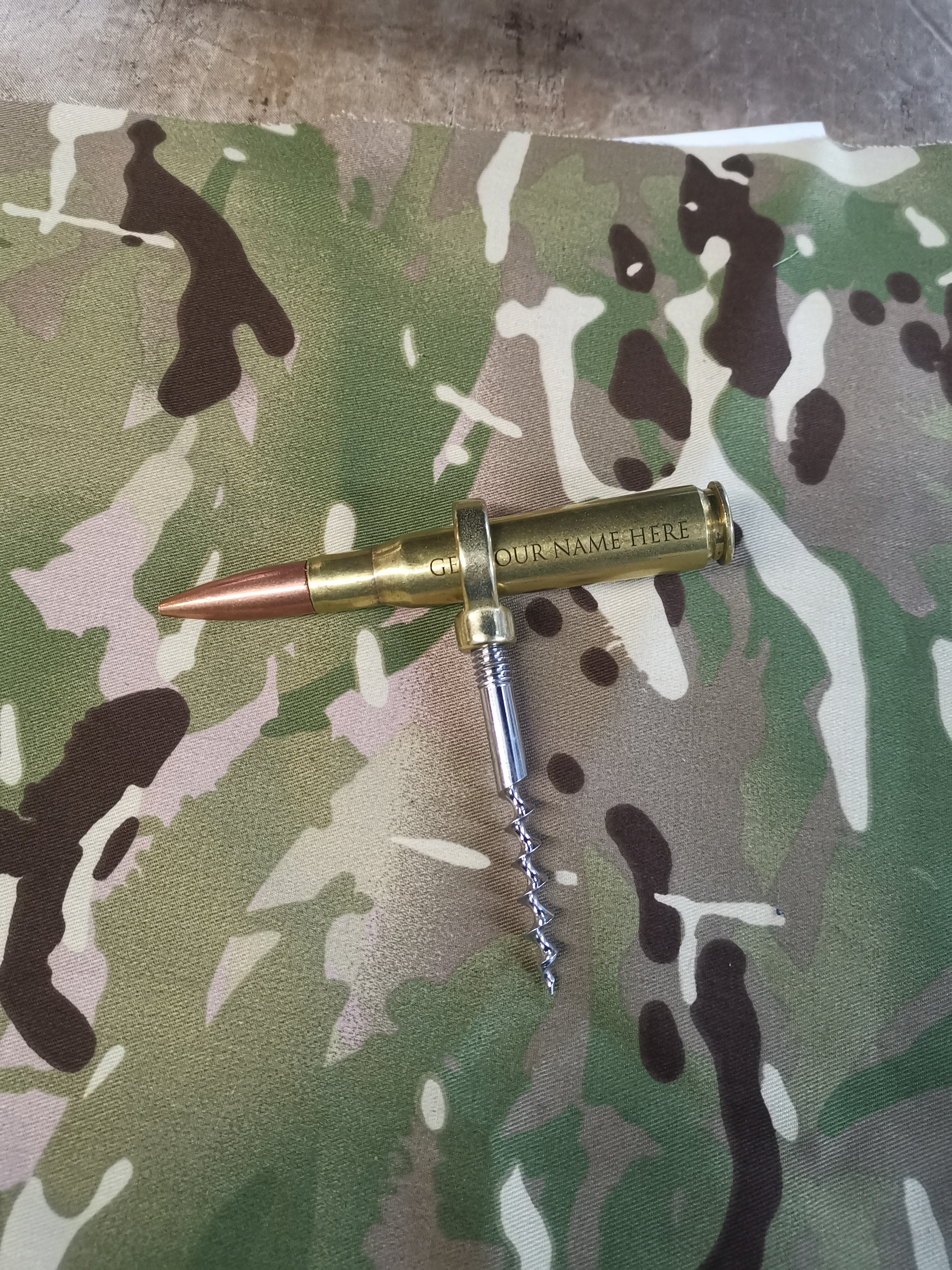 Engraved / Personalised .50 Cal Machine Gun Bullet Cork Screw Bottle O ...
